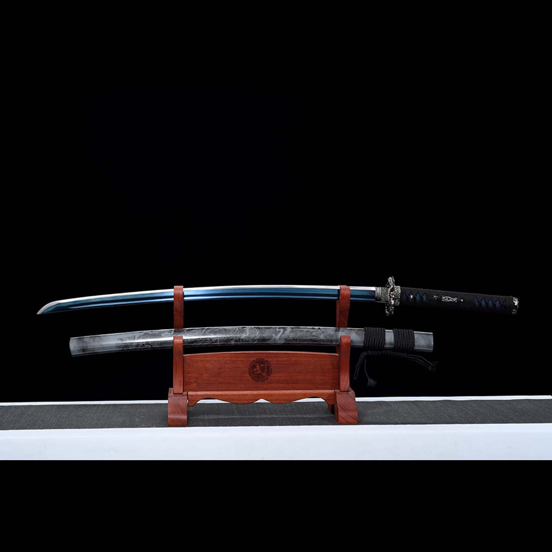 1060 Carbon Steel Dragon Sword Blue Blade Japanese Samurai Katana with ...