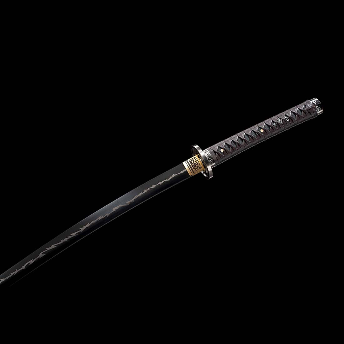 High Manganese Steel Black Thunder Pattern Hattori Hanzo Sword Blade ...