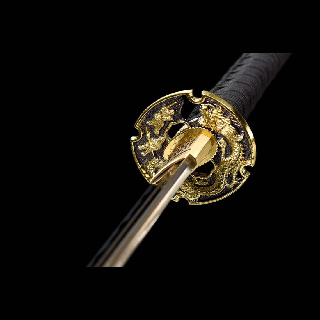 High Manganese Steel Tachi Sword – Fire Pattern Blade, Black Saya ...