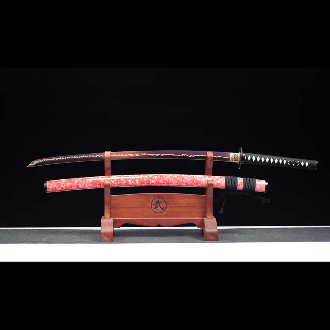 High Manganese Steel Purple Blade Japanese Samurai Katana with Red ...