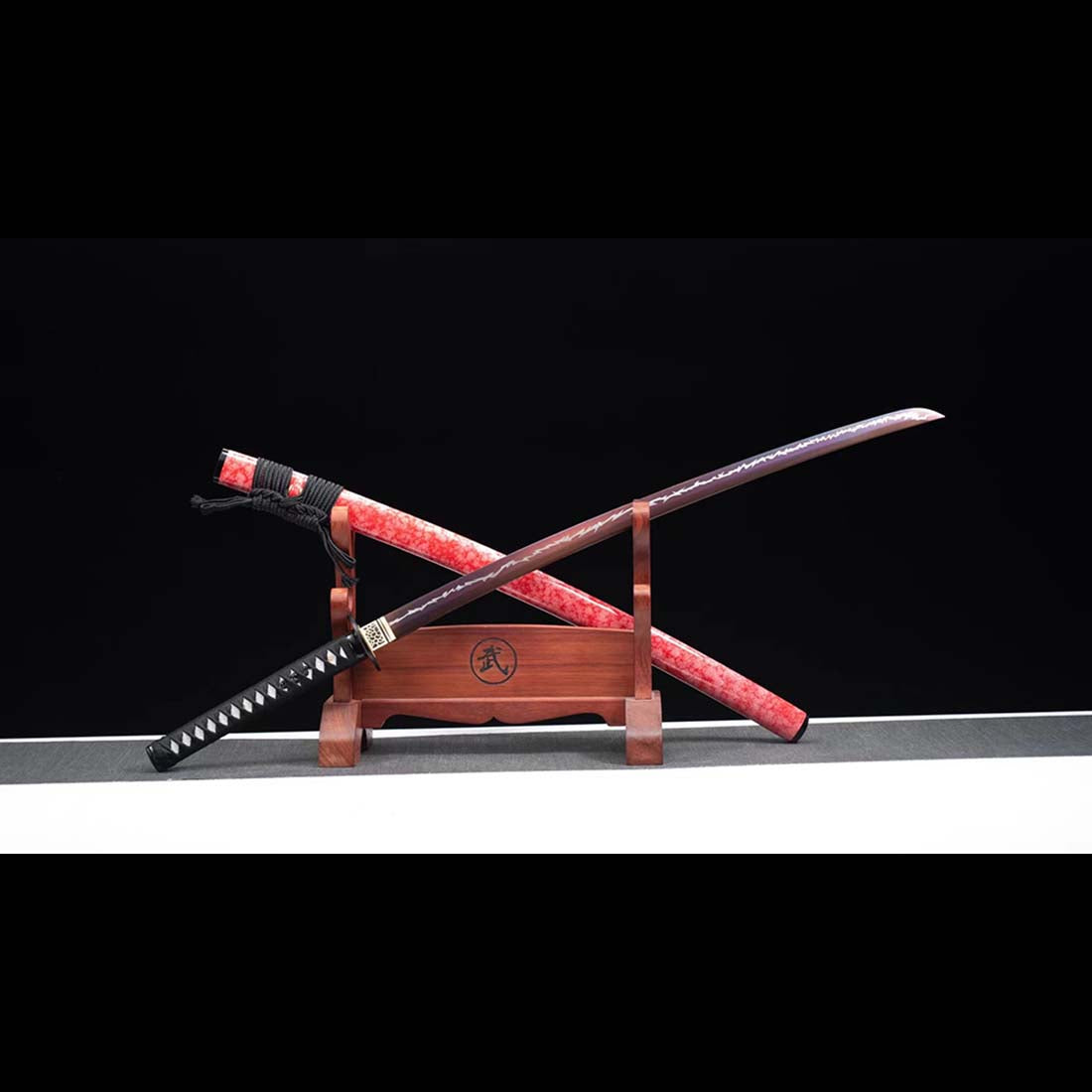 High Manganese Steel Purple Blade Japanese Samurai Katana with Red ...