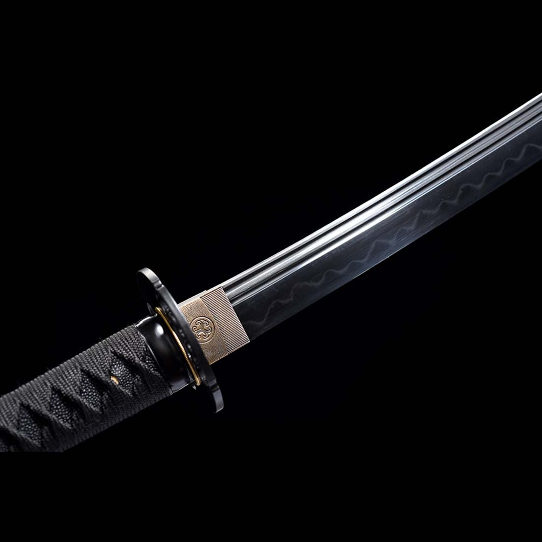 T10 Steel Black Blade Japanese Samurai Katana with Double Narrow Bo-hi ...