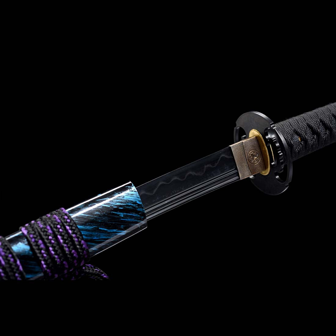 T10 Steel Black Blade Japanese Samurai Katana with Double Narrow Bo-hi ...