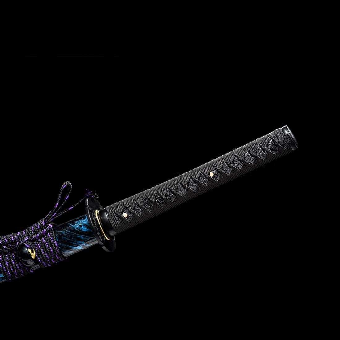 T10 Steel Black Blade Japanese Samurai Katana with Double Narrow Bo-hi ...