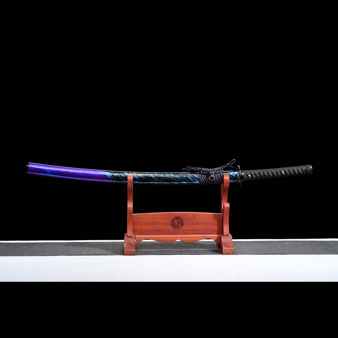 T10 Steel Black Blade Japanese Samurai Katana with Double Narrow Bo-hi ...
