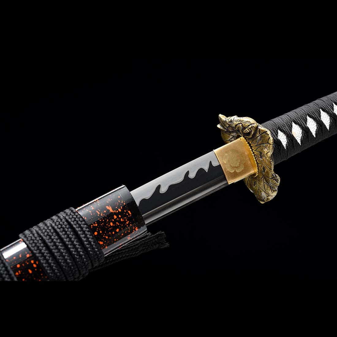 High manganese Steel Fire Pattern Blade Full Tang Japanese Samurai ...