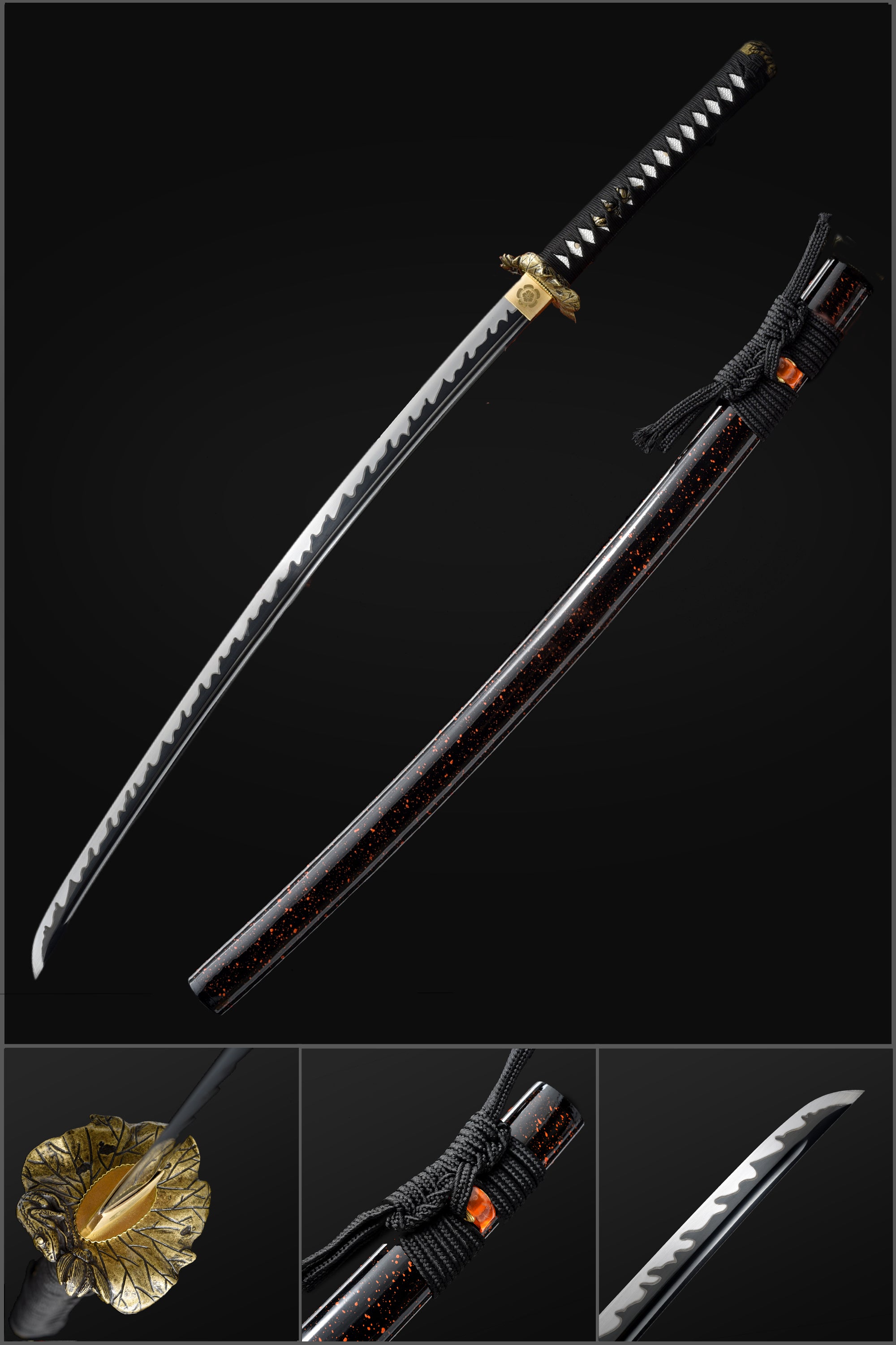 High manganese Steel Fire Pattern Blade Full Tang Japanese Samurai ...