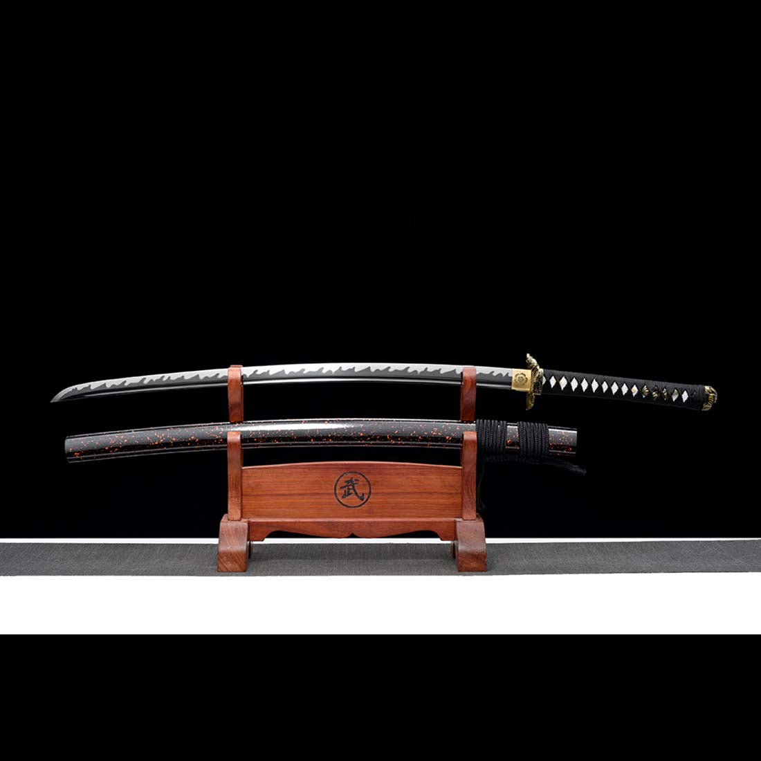 High manganese Steel Fire Pattern Blade Full Tang Japanese Samurai ...