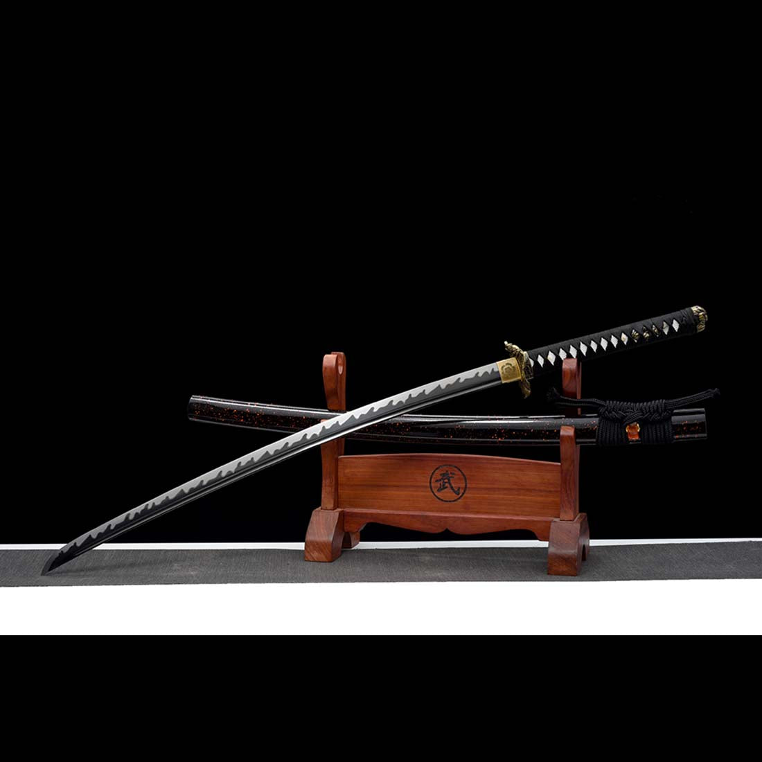 High manganese Steel Fire Pattern Blade Full Tang Japanese Samurai ...
