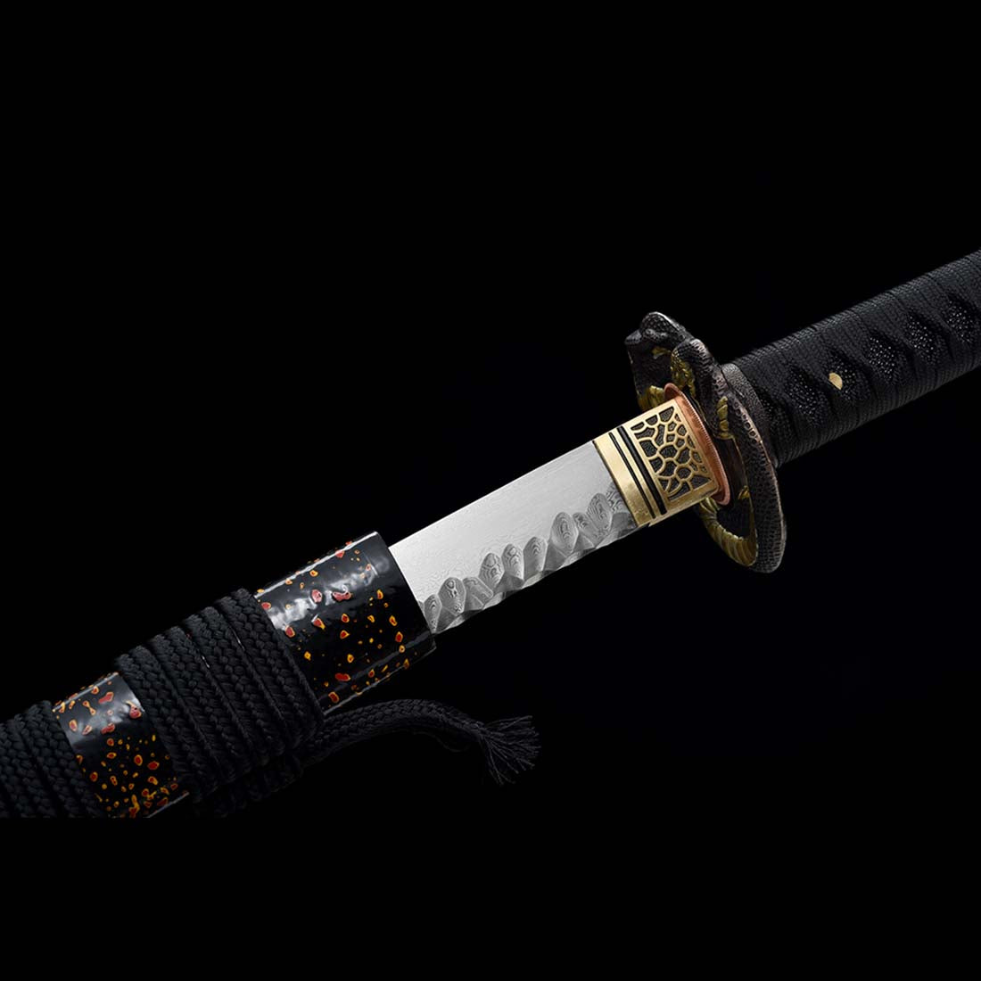 Folded Steel Full Tang Snake Pattern Sword, Japanese Katana Sword with ...
