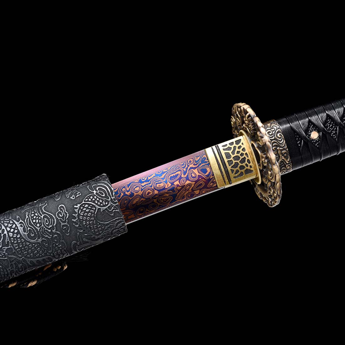 Folded Steel Bluing Craft Dragon Pattern Japanese Samurai Katana with ...