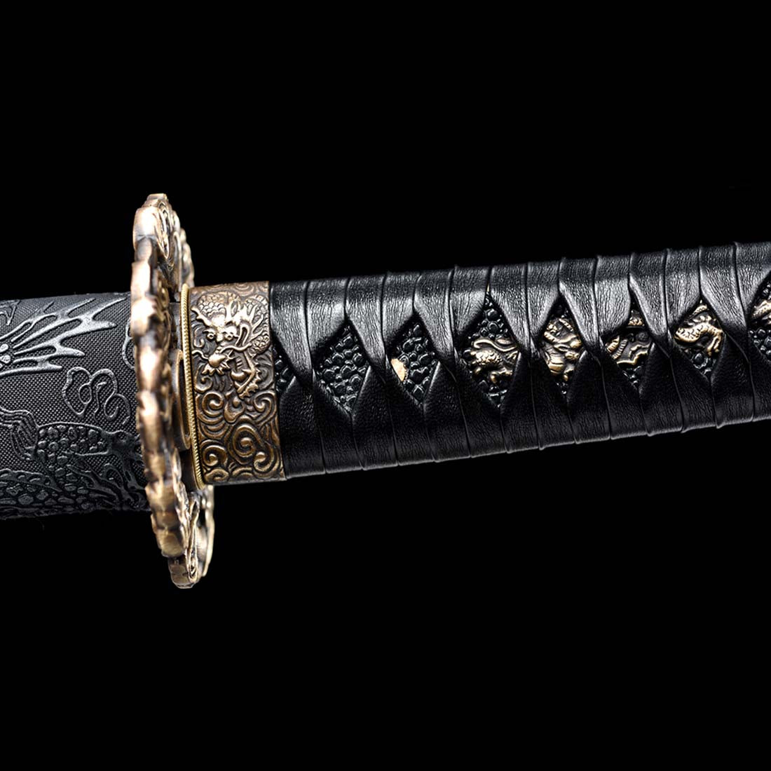 Folded Steel Bluing Craft Dragon Pattern Japanese Samurai Katana with ...