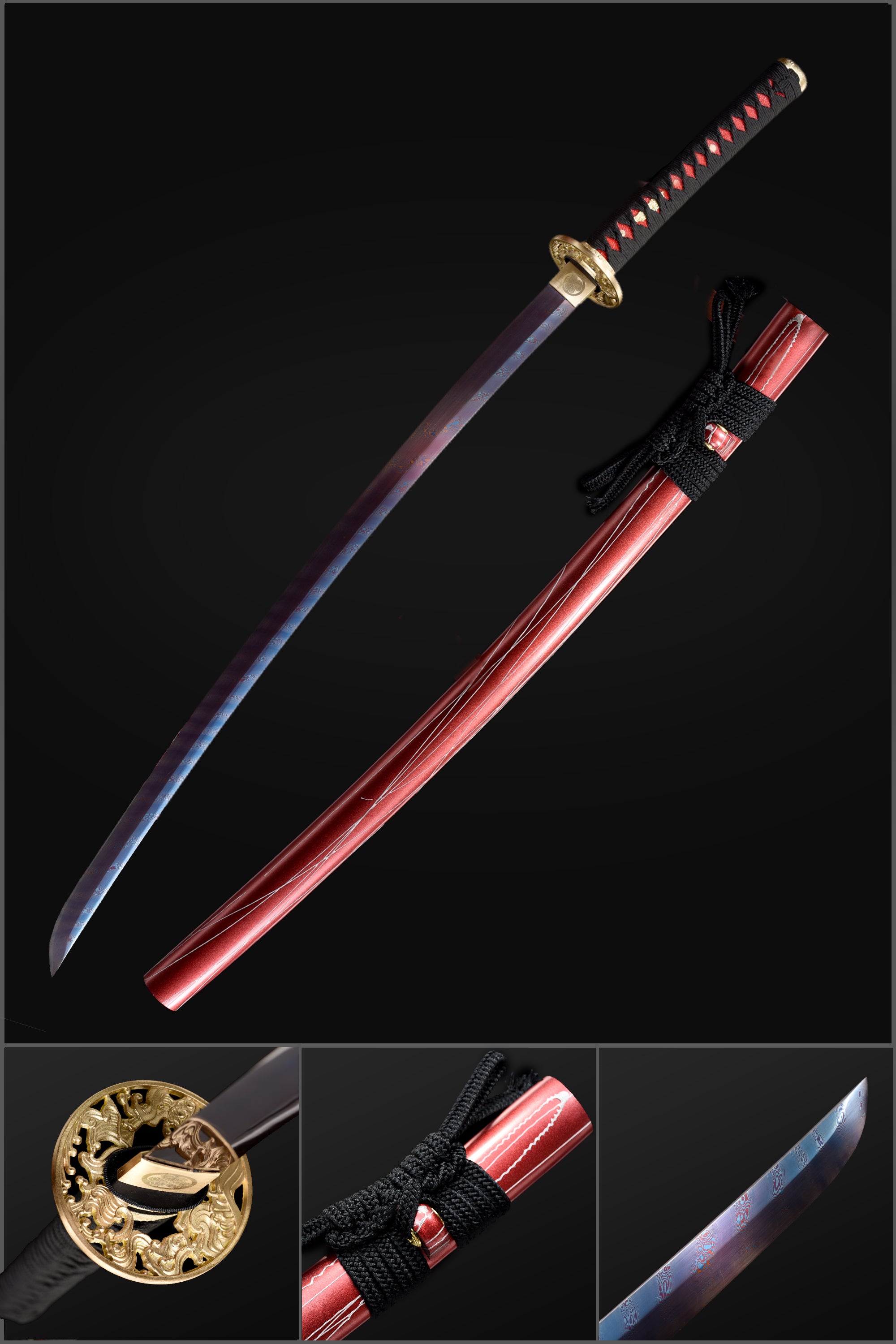 Naraka Bladepoint Folded Steel Buling Full Tang Japanese Samurai Katana ...
