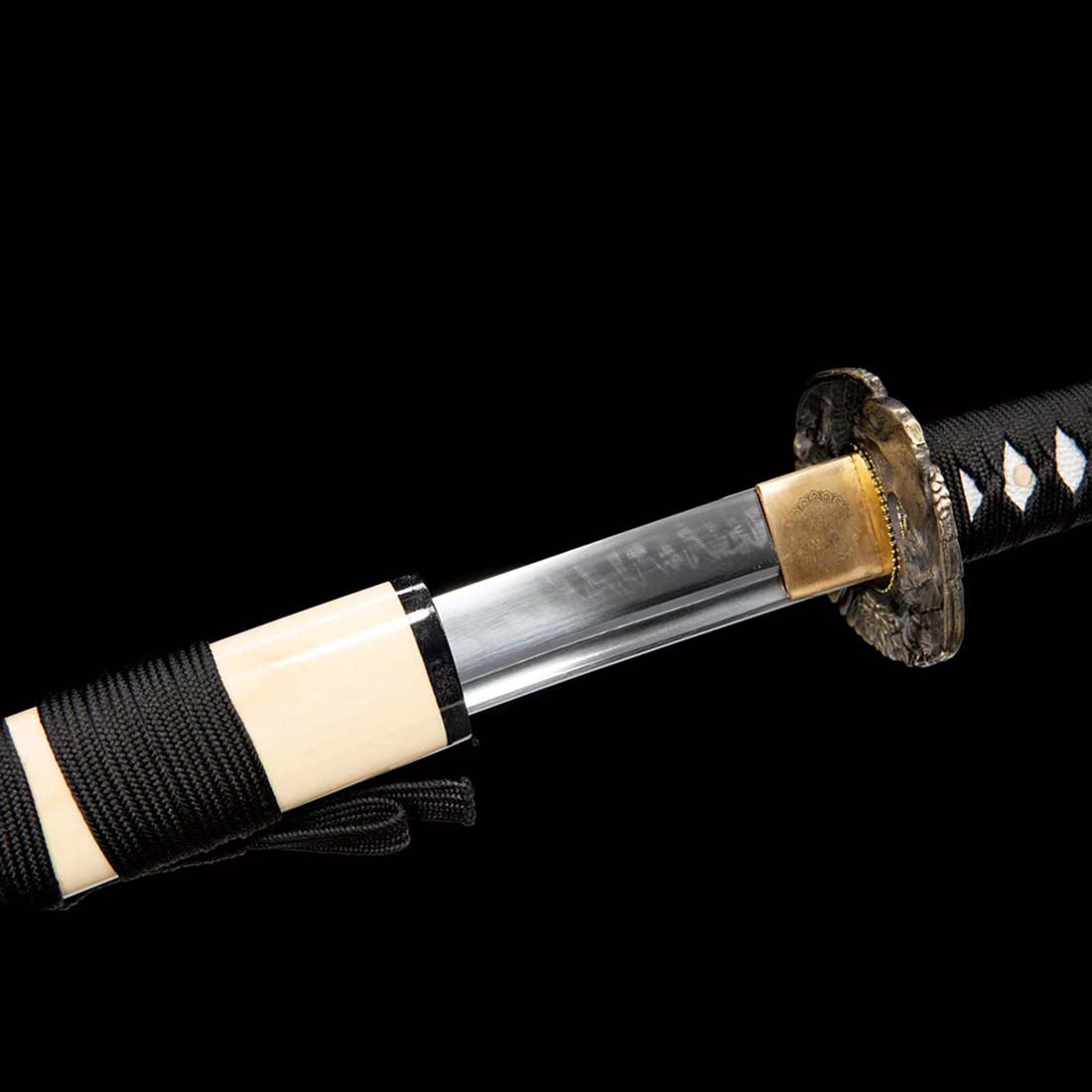 T10 Steel Japanese Samurai Katana with Bo-hi Samurai Print Saya Eagle ...