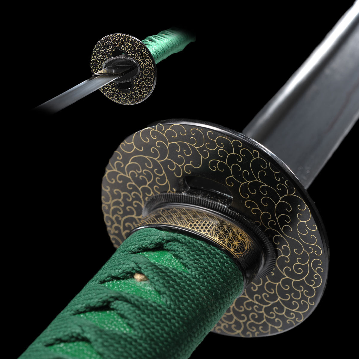 Handmade Japanese Samurai Wakizashi Sword Folded Steel Black Blade Ful ...