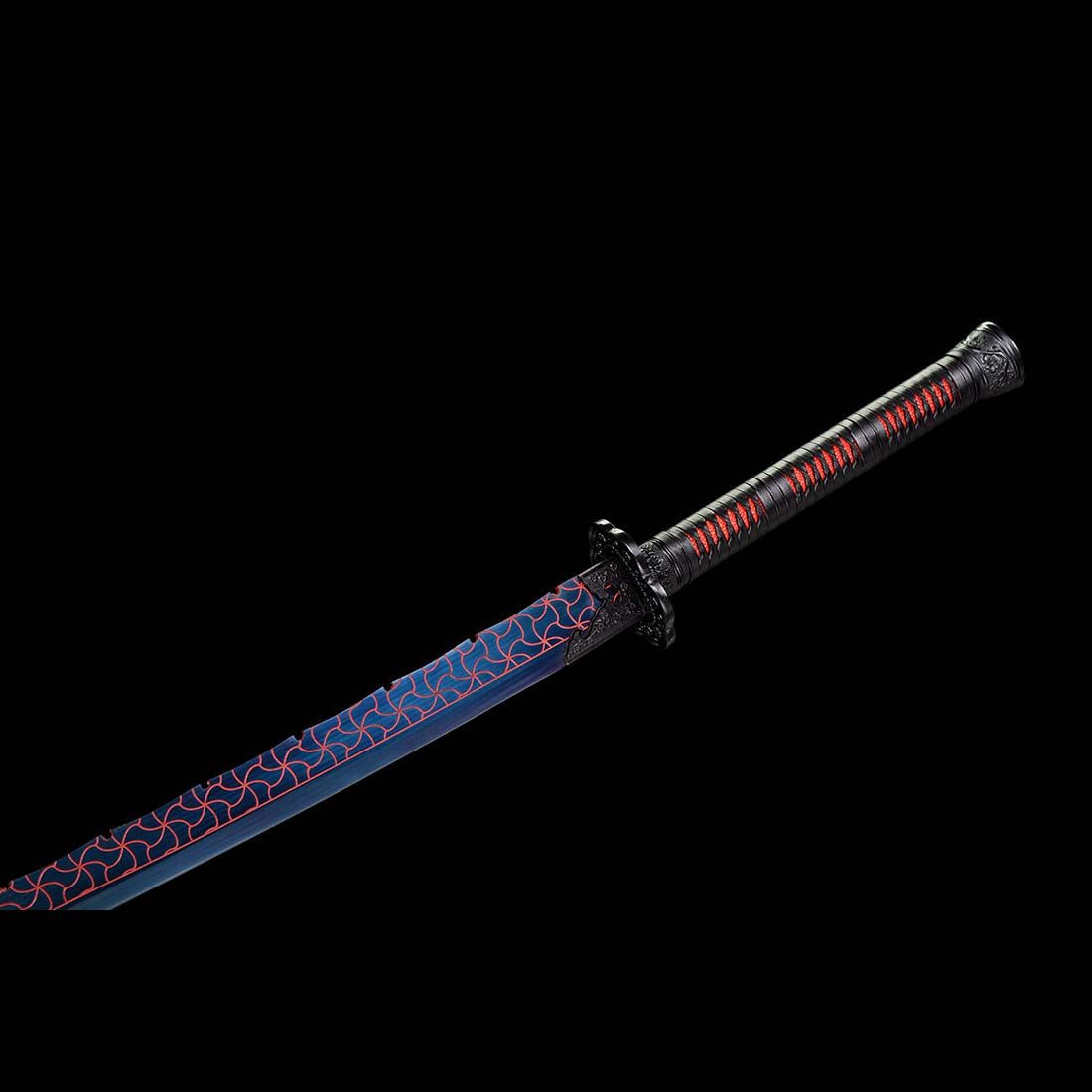 Quenched Blue Burnt Flower Blade Katana Sword Spring Steel Samurai ...