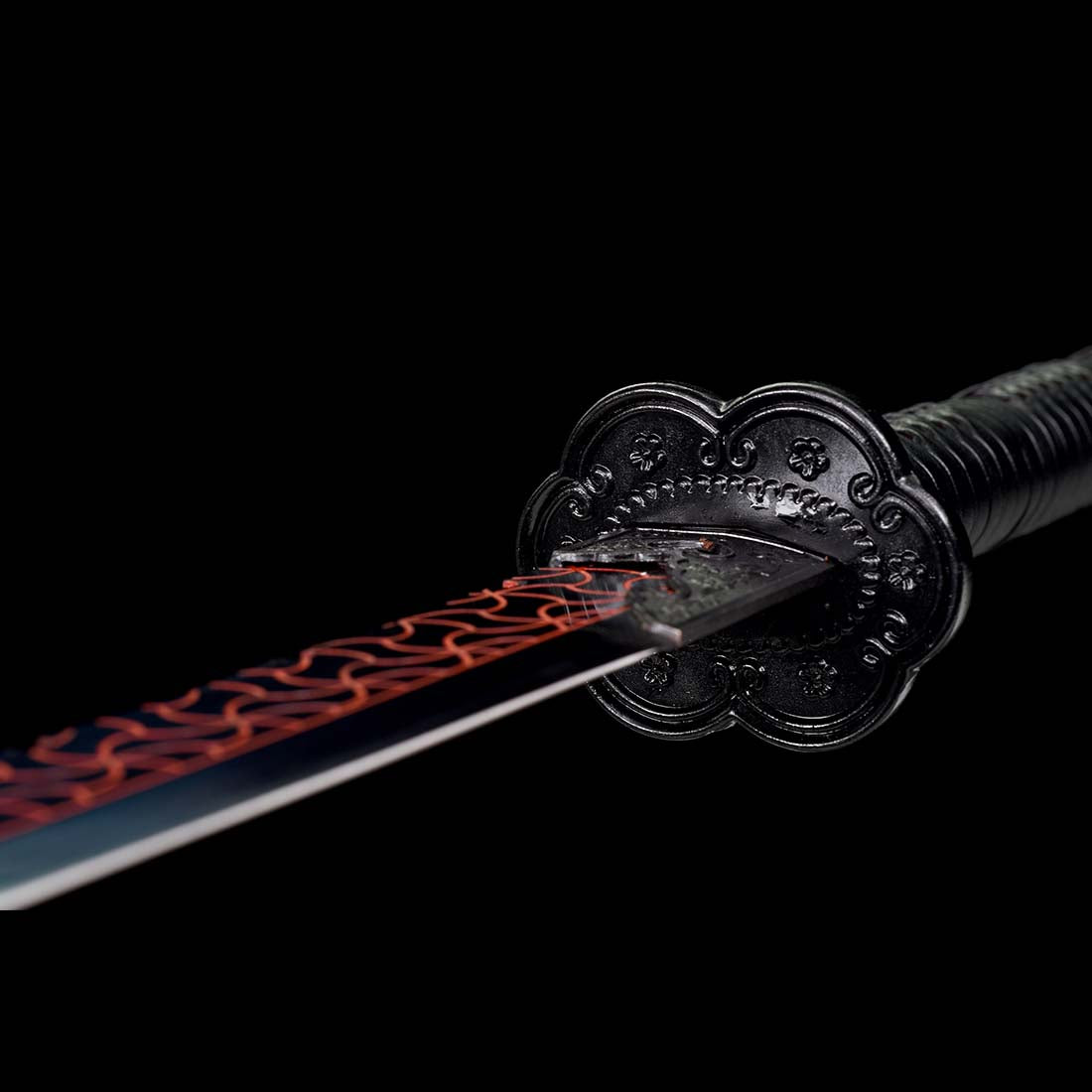 Quenched Blue Burnt Flower Blade Katana Sword Spring Steel Samurai Sword | COOLKATANA