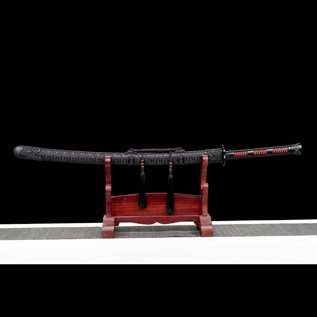 Quenched Blue Burnt Flower Blade Katana Sword Spring Steel Samurai ...