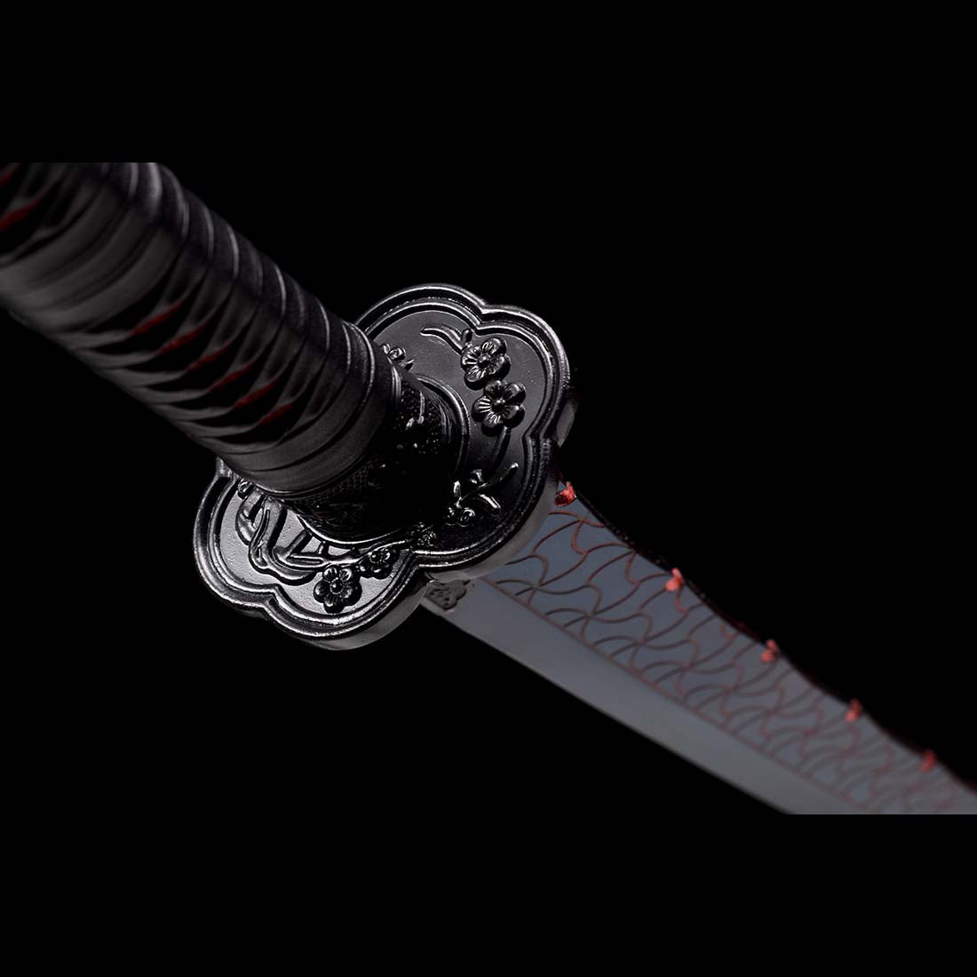 Quenched Blue Burnt Flower Blade Katana Sword Spring Steel Samurai Sword | COOLKATANA