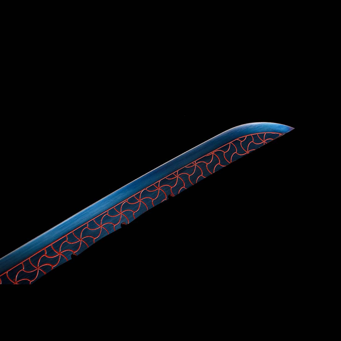 Quenched Blue Burnt Flower Blade Katana Sword Spring Steel Samurai ...