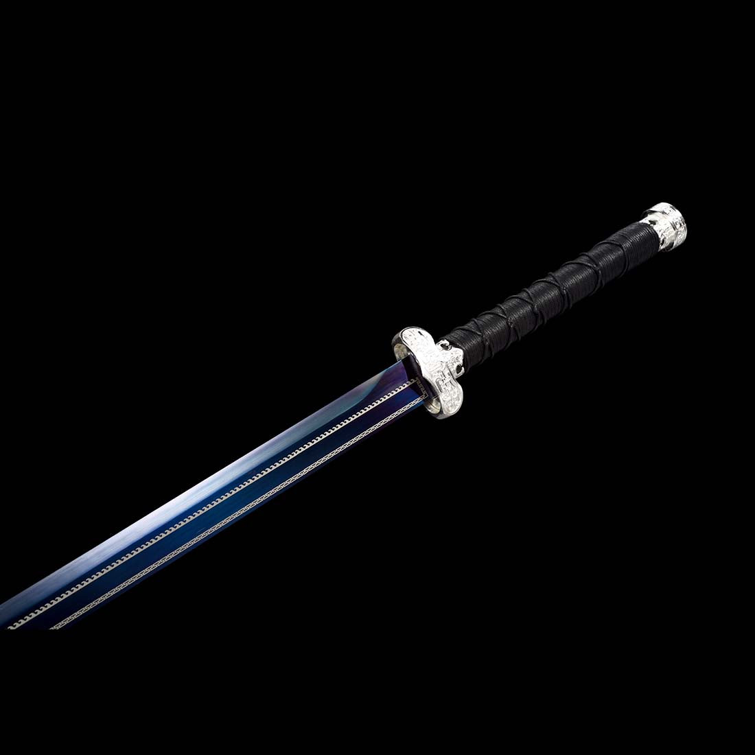 Quenched Blue Blade Flower Blade Spring Steel Full Tang Samurai Katana ...