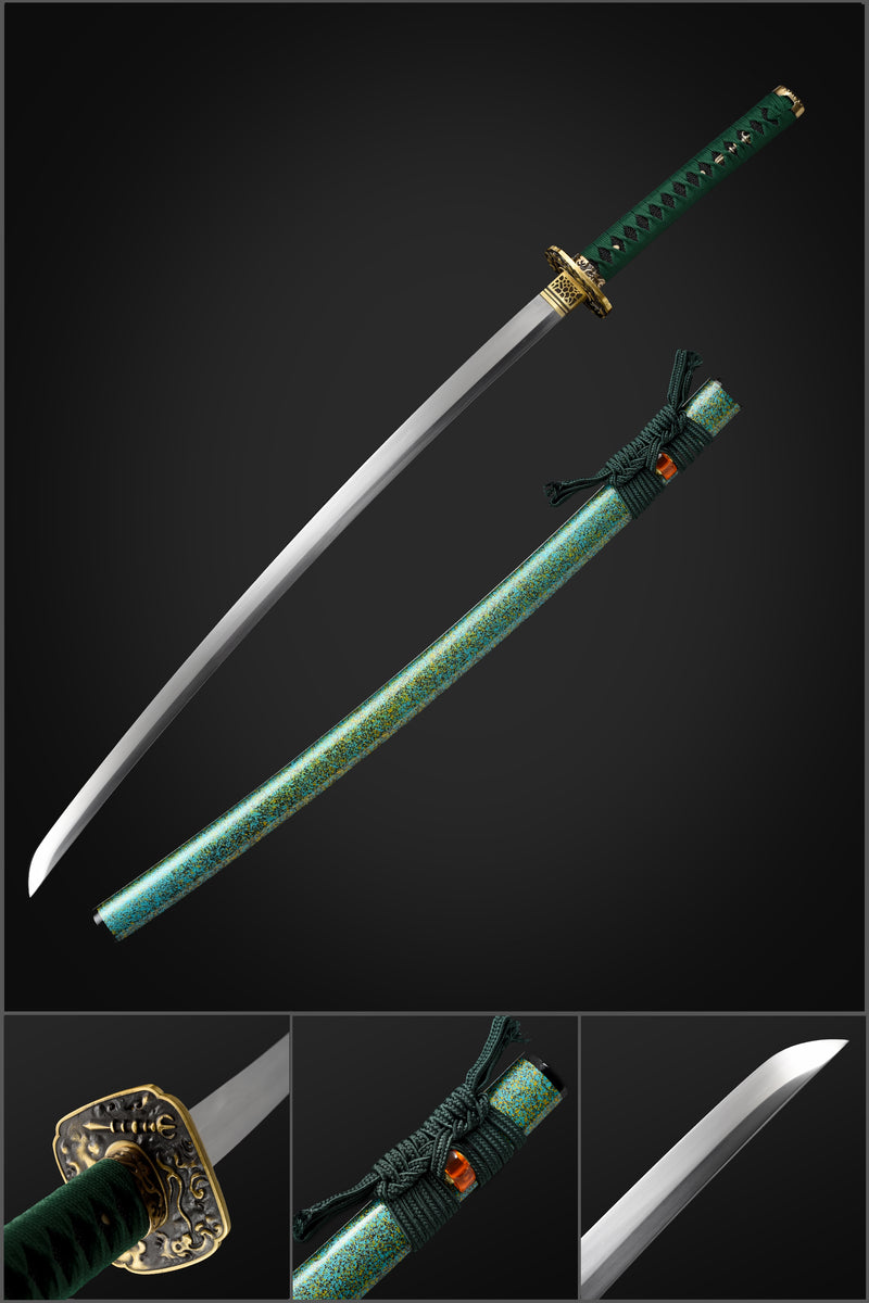 Sanctuary Blade 1060 Carbon Steel Katana Sword with Green Saya ...