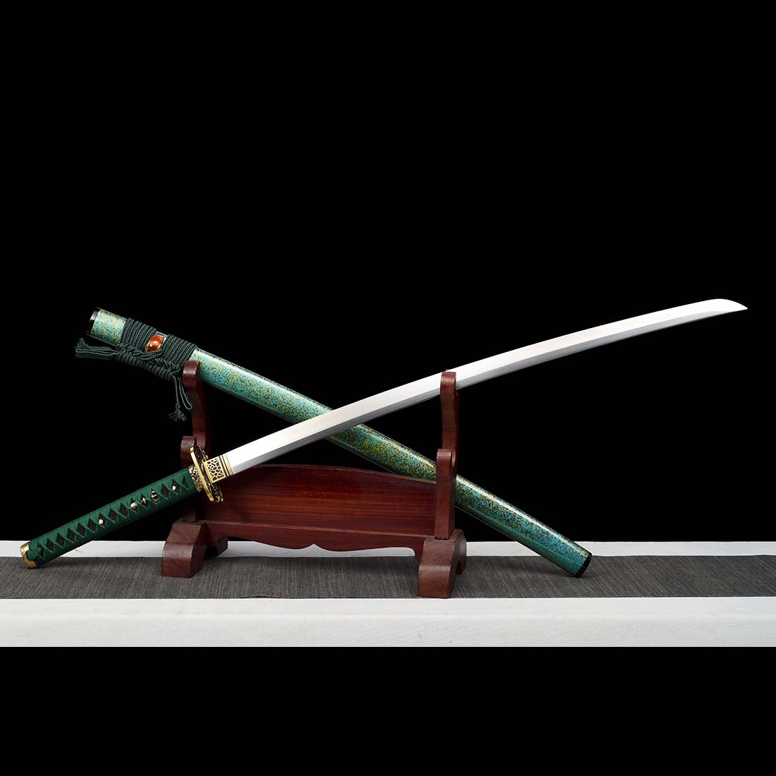 Sanctuary Blade 1060 Carbon Steel Katana Sword with Green Saya | COOLKATANA