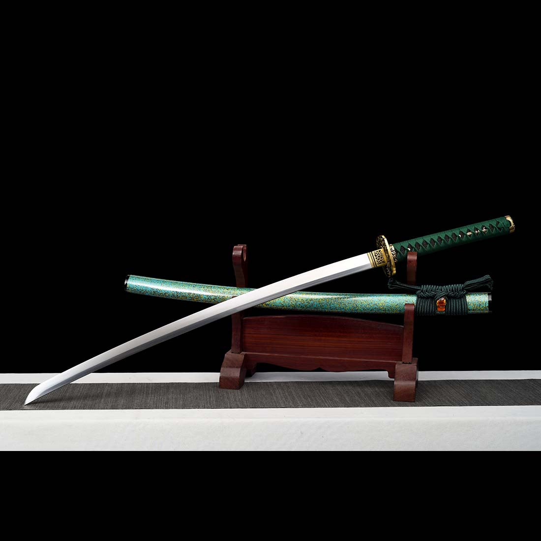 Sanctuary Blade 1060 Carbon Steel Katana Sword with Green Saya | COOLKATANA