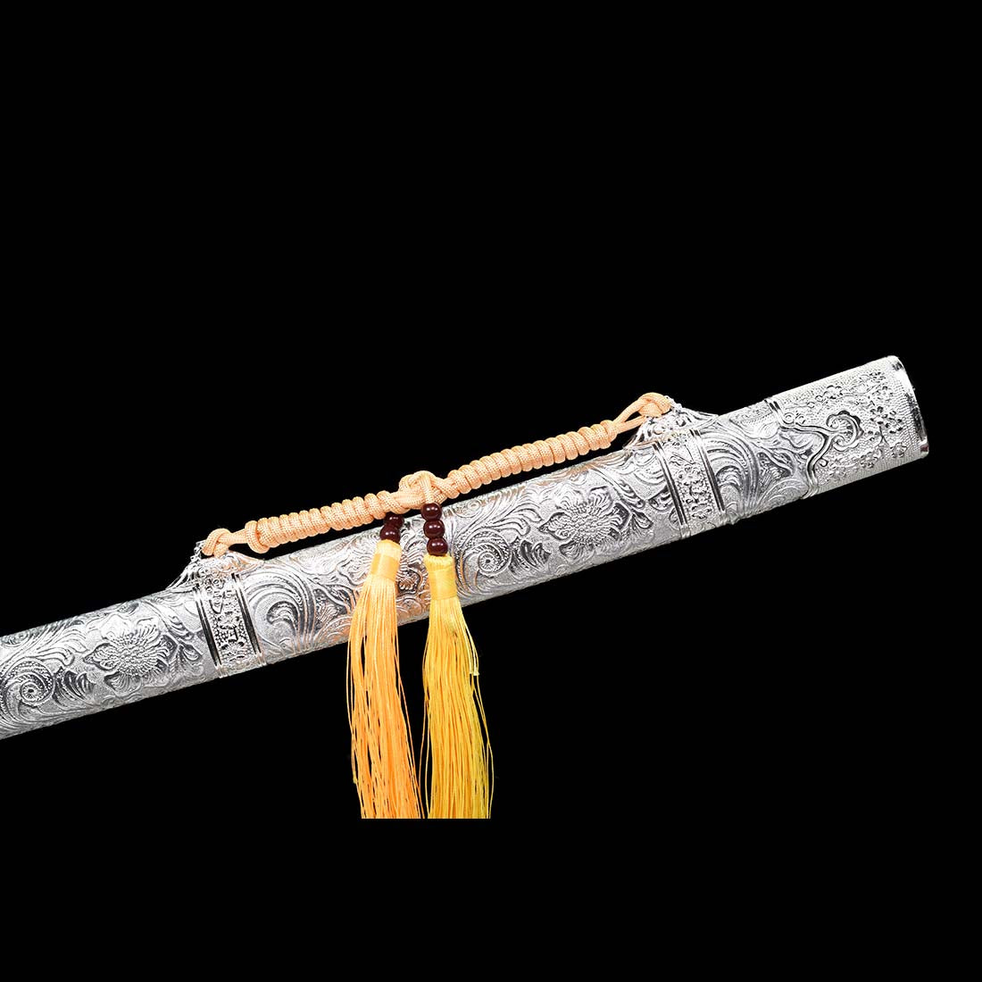Full Tang Quenched Blue Blade Spring Steel Bo-hi Silver Katana Sword ...