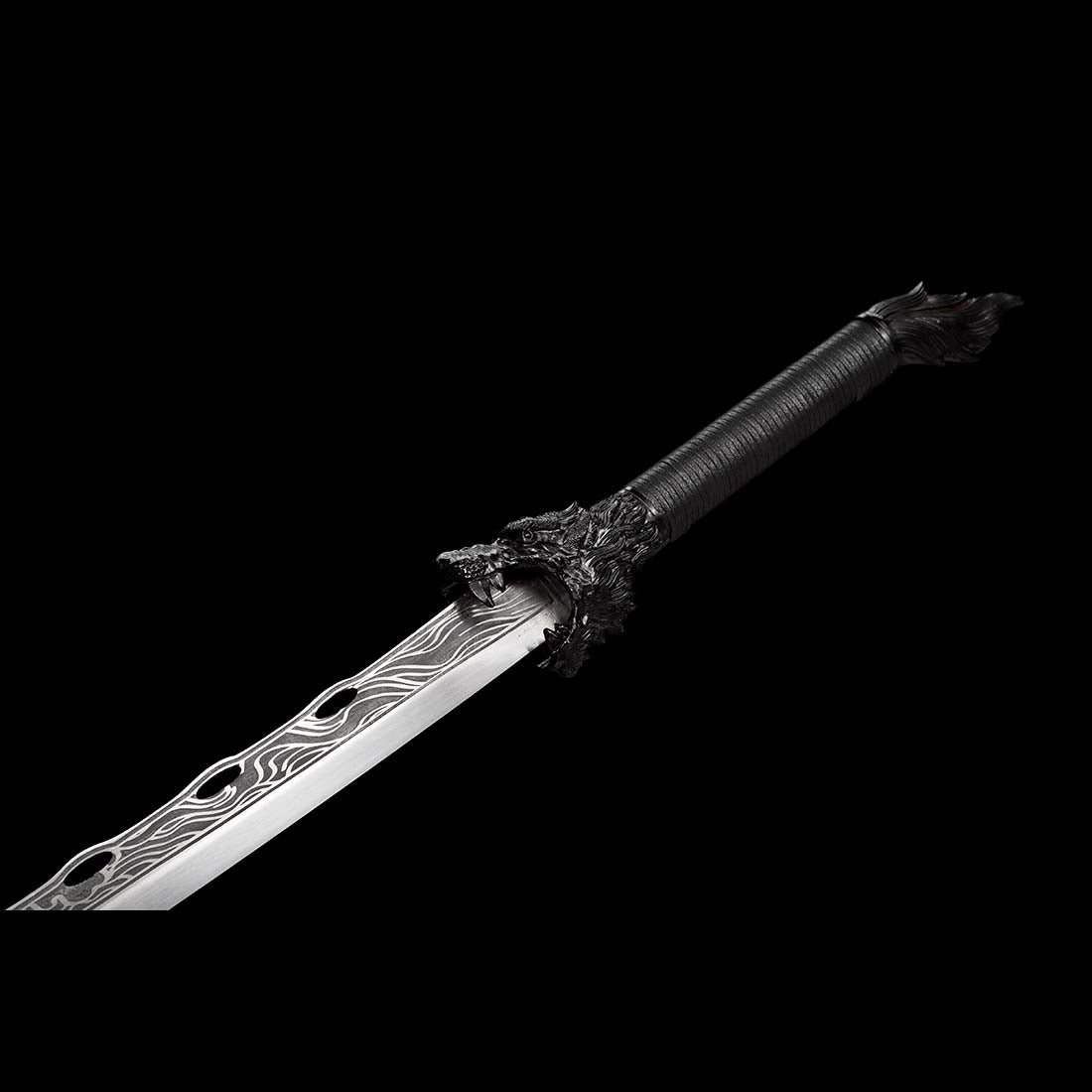 Spring Steel Patterned Full Tang Samurai Katana Sword Hardwood+Leather ...