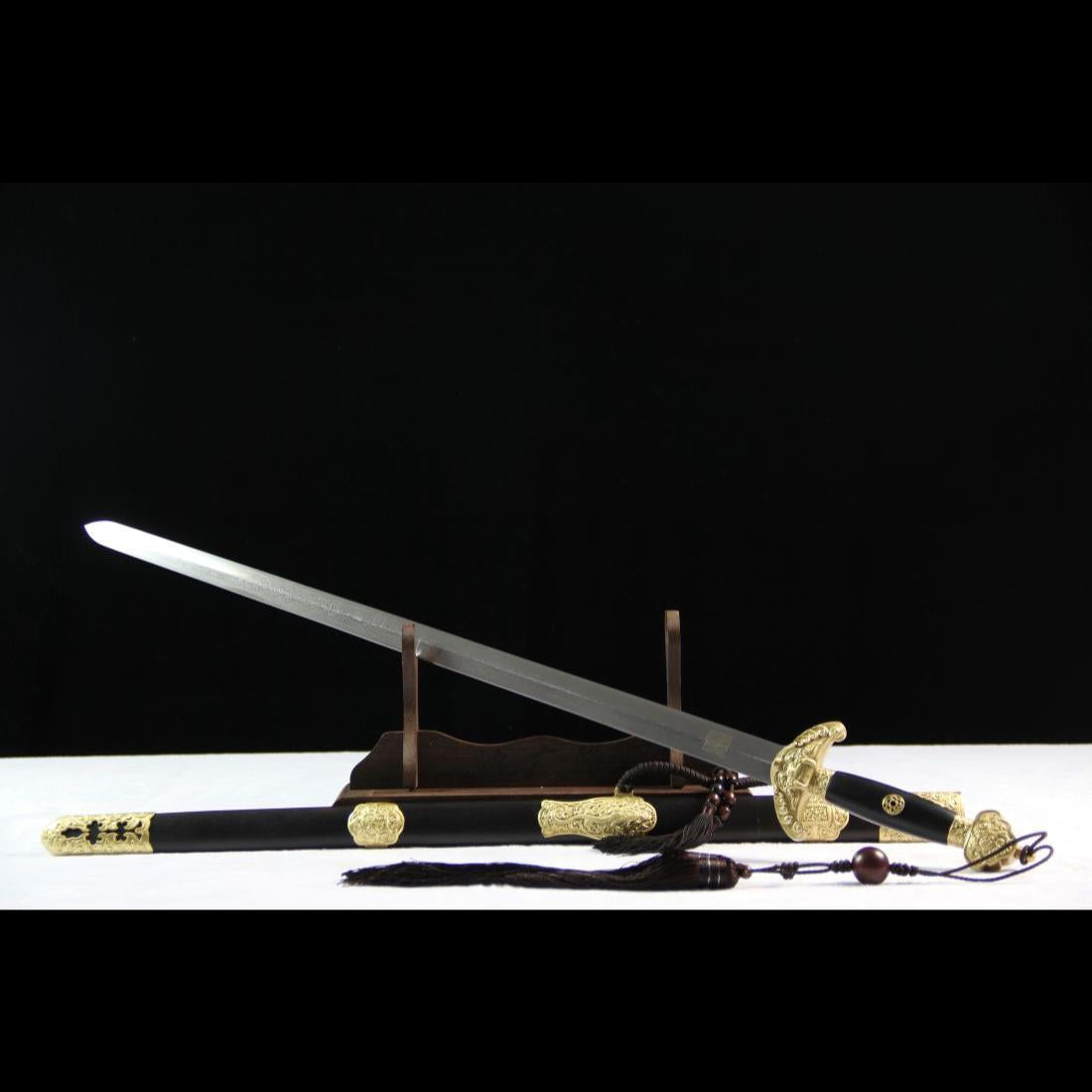 Handmade Chinese Sword QianLong's Emperor Jian Hand Carved Folded Steel ...