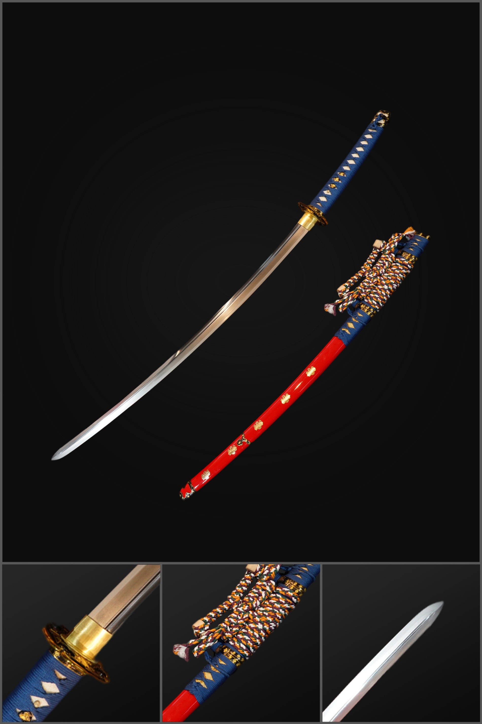 Handgeschmiedetes japanisches Tachi-Samurai-Schwert Gefalteter Stahl ...