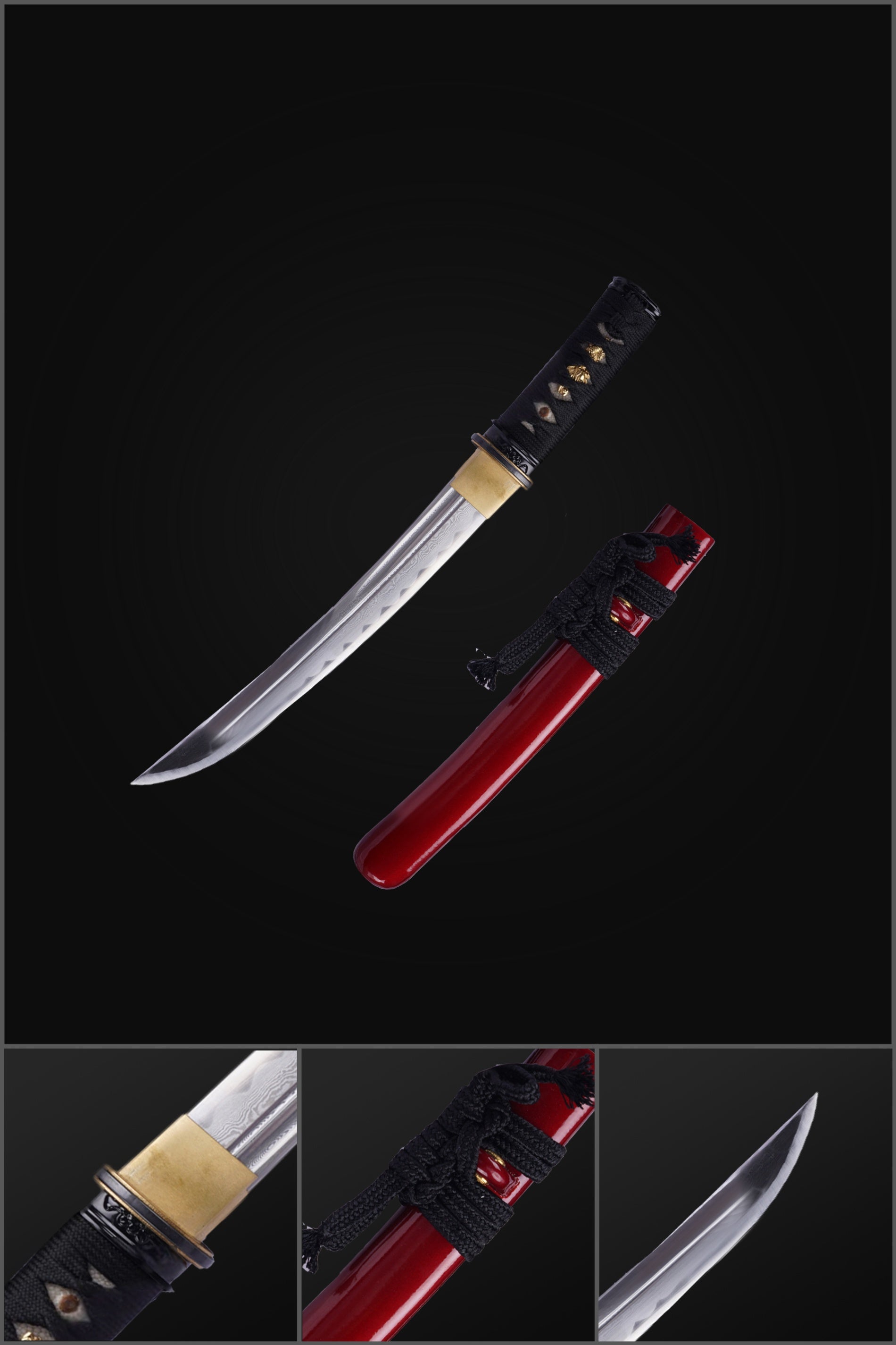 Hand Forged Japanese Tanto Sword Short Sword Folded Steel Oil Quenching ...