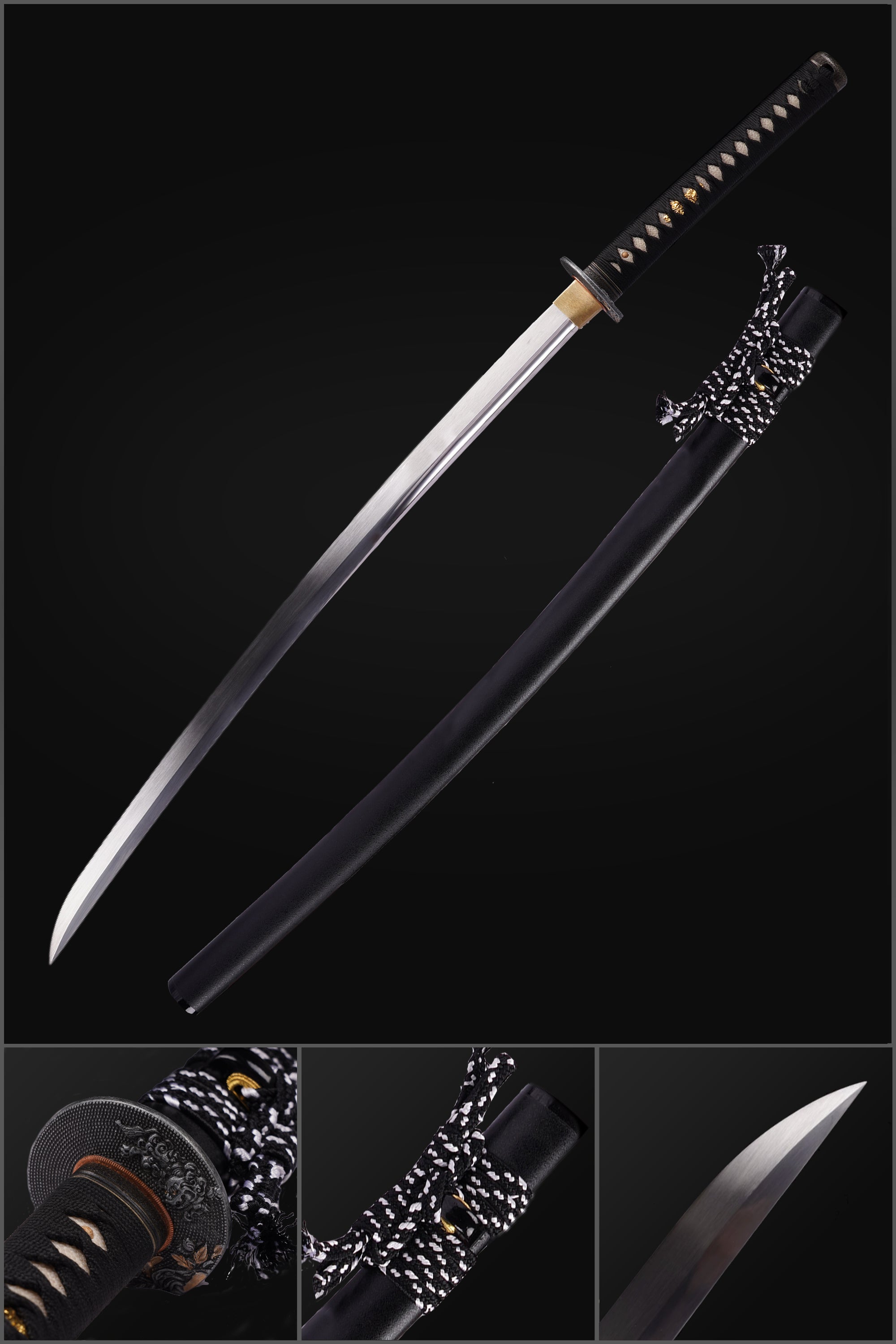 Hand Forged Japanese Samurai Katana Sword Manganese Steel Brushed Oil ...