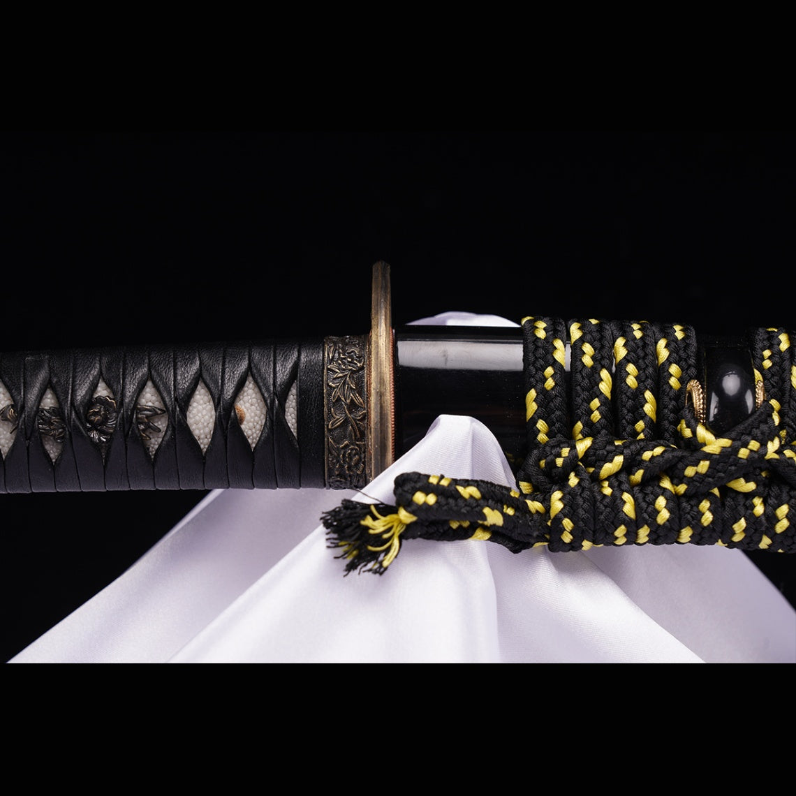 Hand Forged Japanese Wakizashi Sword Folded Steel Clay Tempered Brass ...