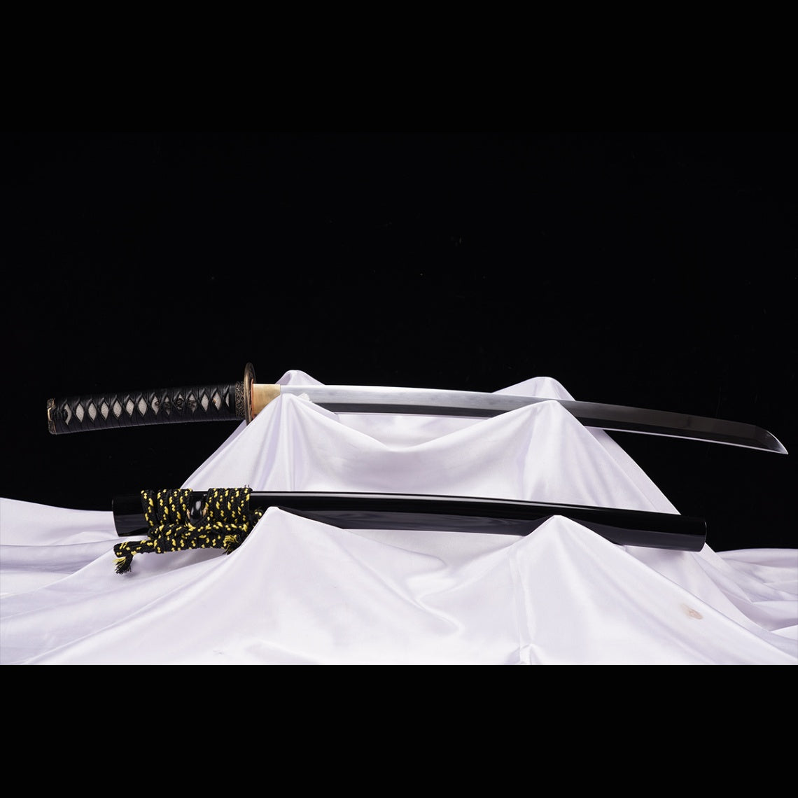Hand Forged Japanese Wakizashi Sword Folded Steel Clay Tempered Brass ...