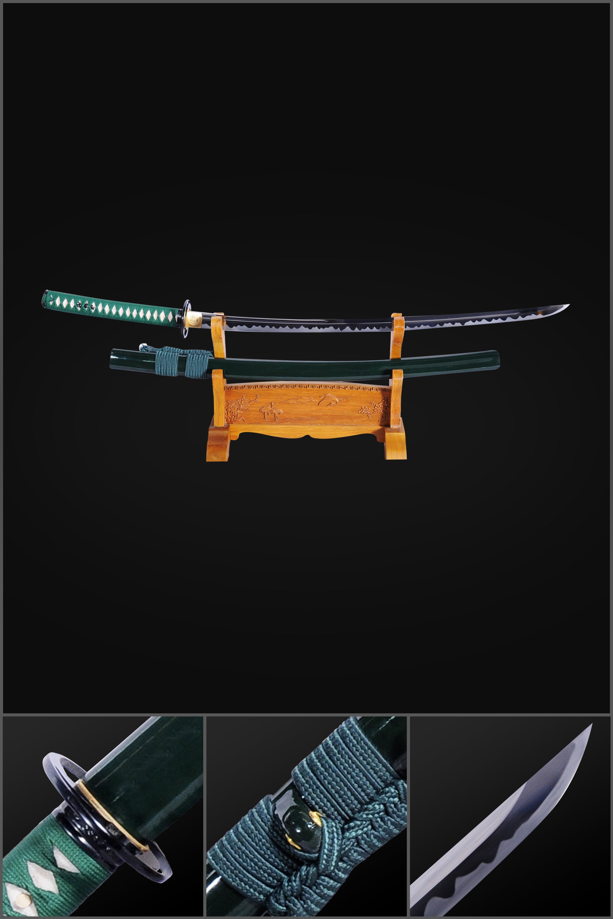 Hand Forged Japanese Samurai Katana Sword Masterpiece Azure Dragon Kat ...