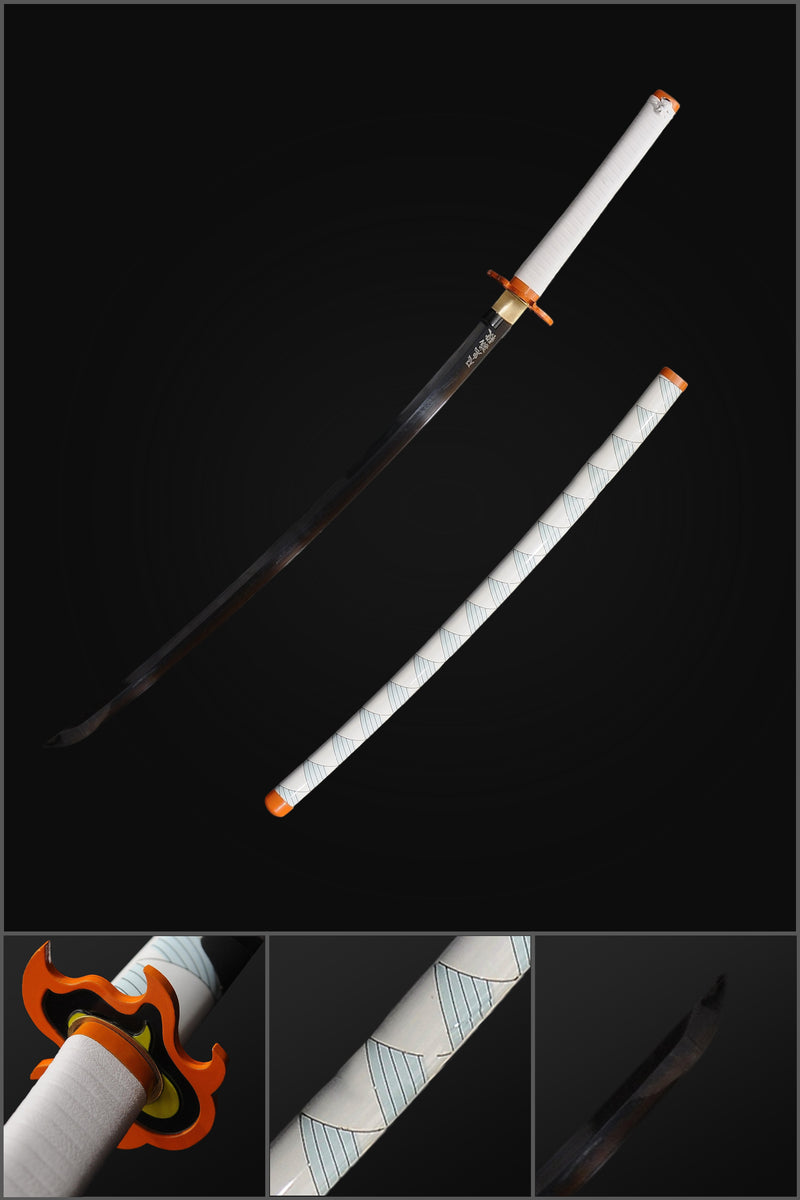 Hand Forged Anime Katana Demon Slayer Rengoku Kyojuro Nichirin Katana ...