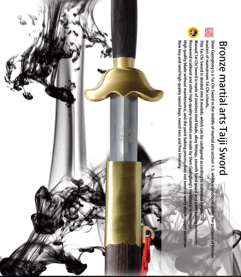 Handmade Chinese Sword Pure Copper Decorate Tai Chi Jian Stainless Ste ...