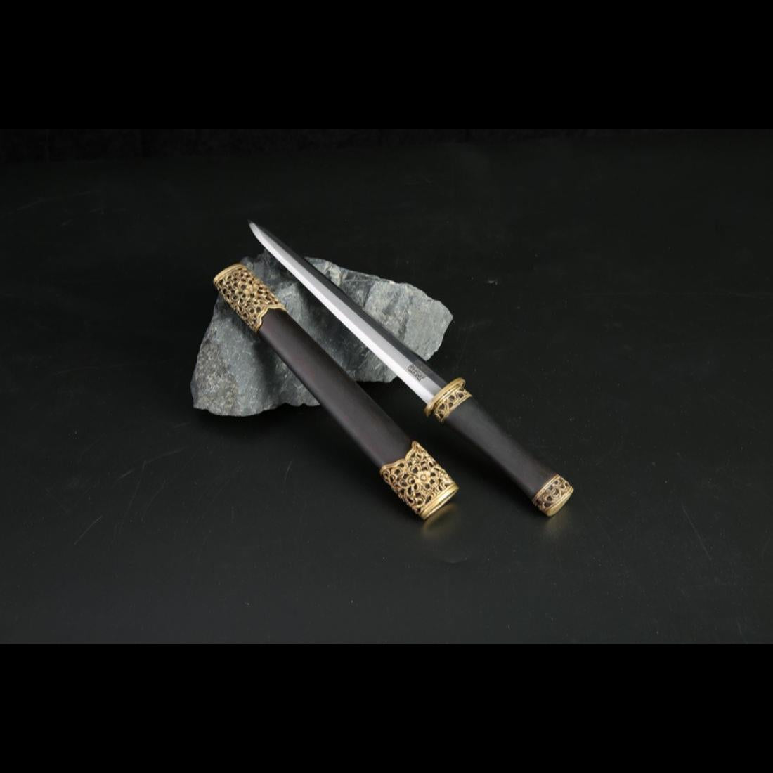 Handmade Chinese Sword Mini Longquan Short Sword Folded Steel Blade Eb ...