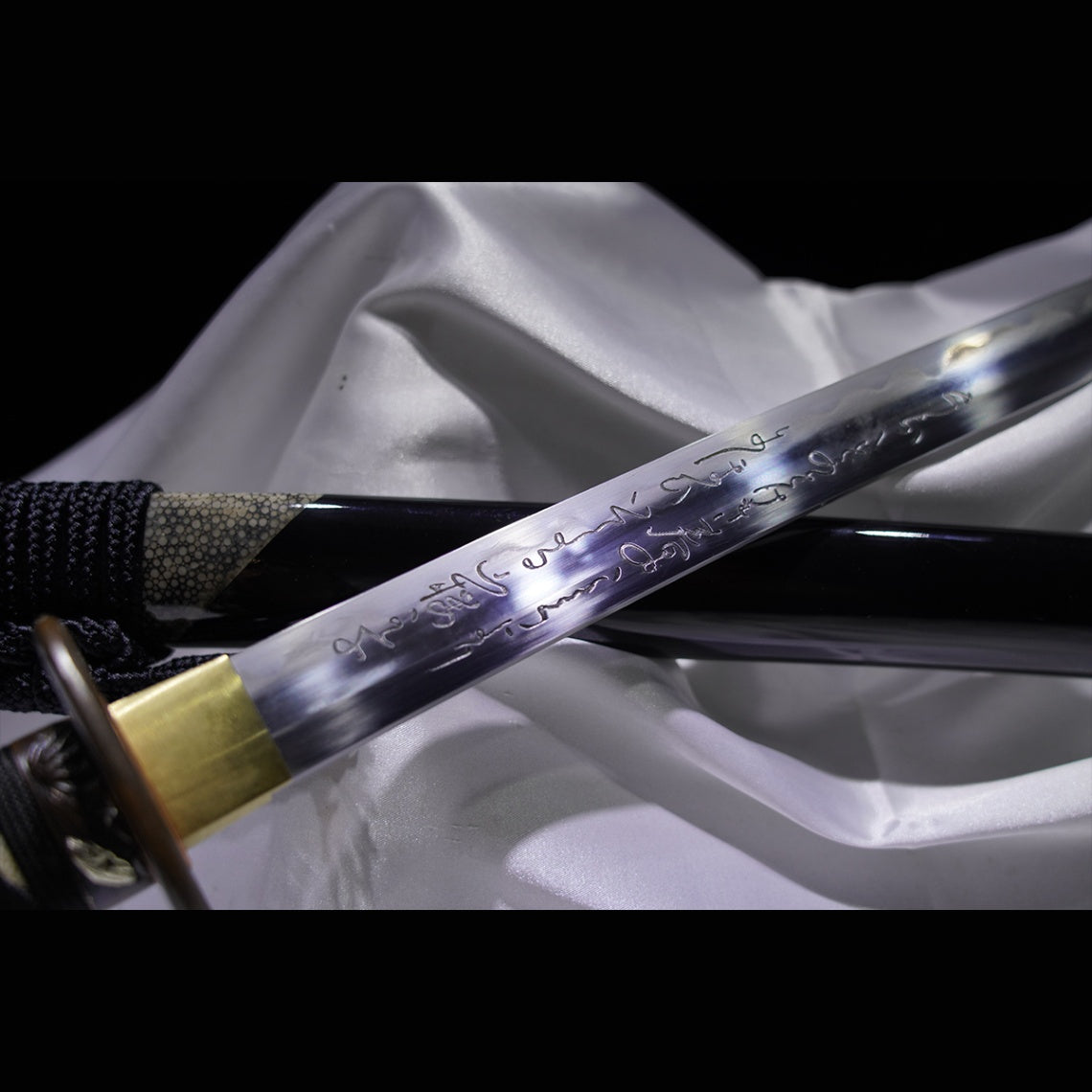 Hand Forged Japanese Samurai Sword Folded Steel Gold Plated Copper/Sil ...