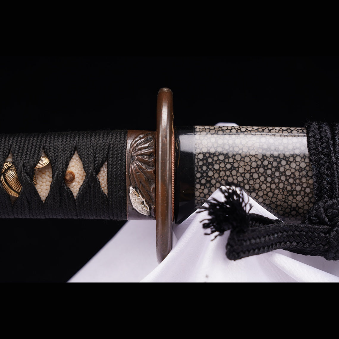 Hand Forged Japanese Samurai Sword Folded Steel Gold Plated Copper/Sil ...