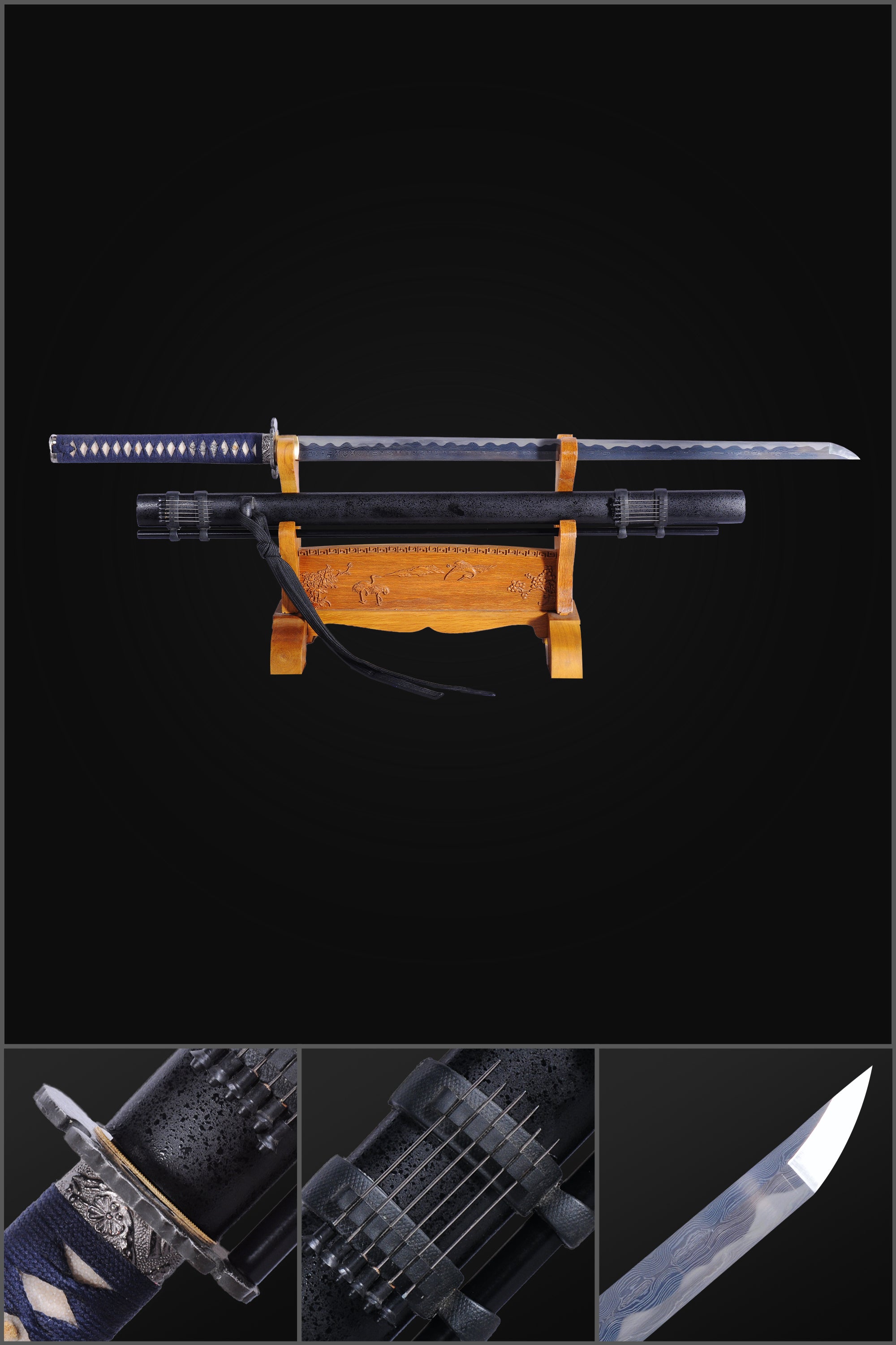 Hand Forged Japanese Ninja Sword Chokuto Damascus Steel With Blowing N ...