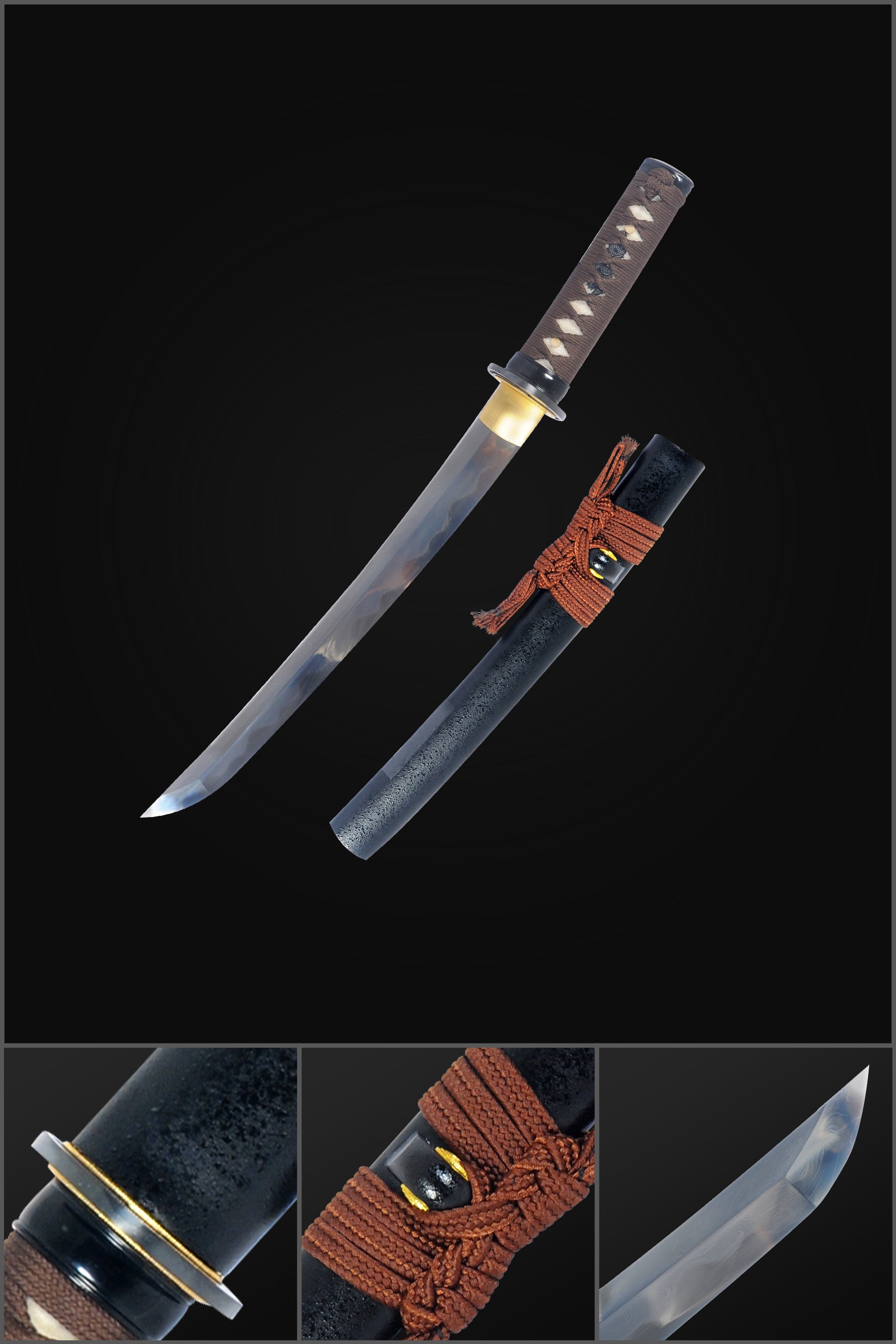 Hand Forged Japanese Tanto Sword Short Sword Clay Tempered Feather ...