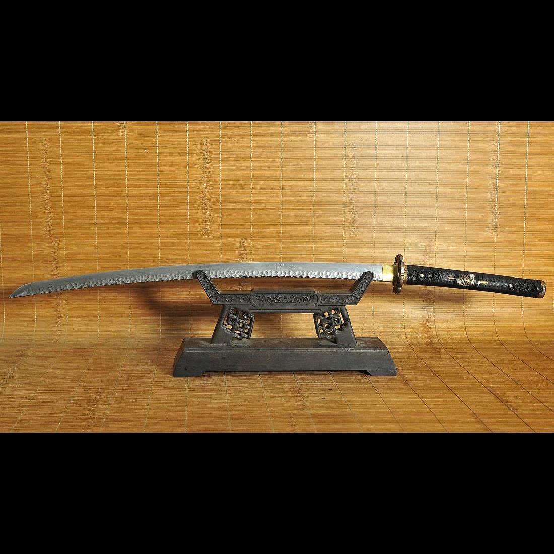 Hand Forged Japanese Samurai Katana Sword Folded Steel Uneven Surface ...