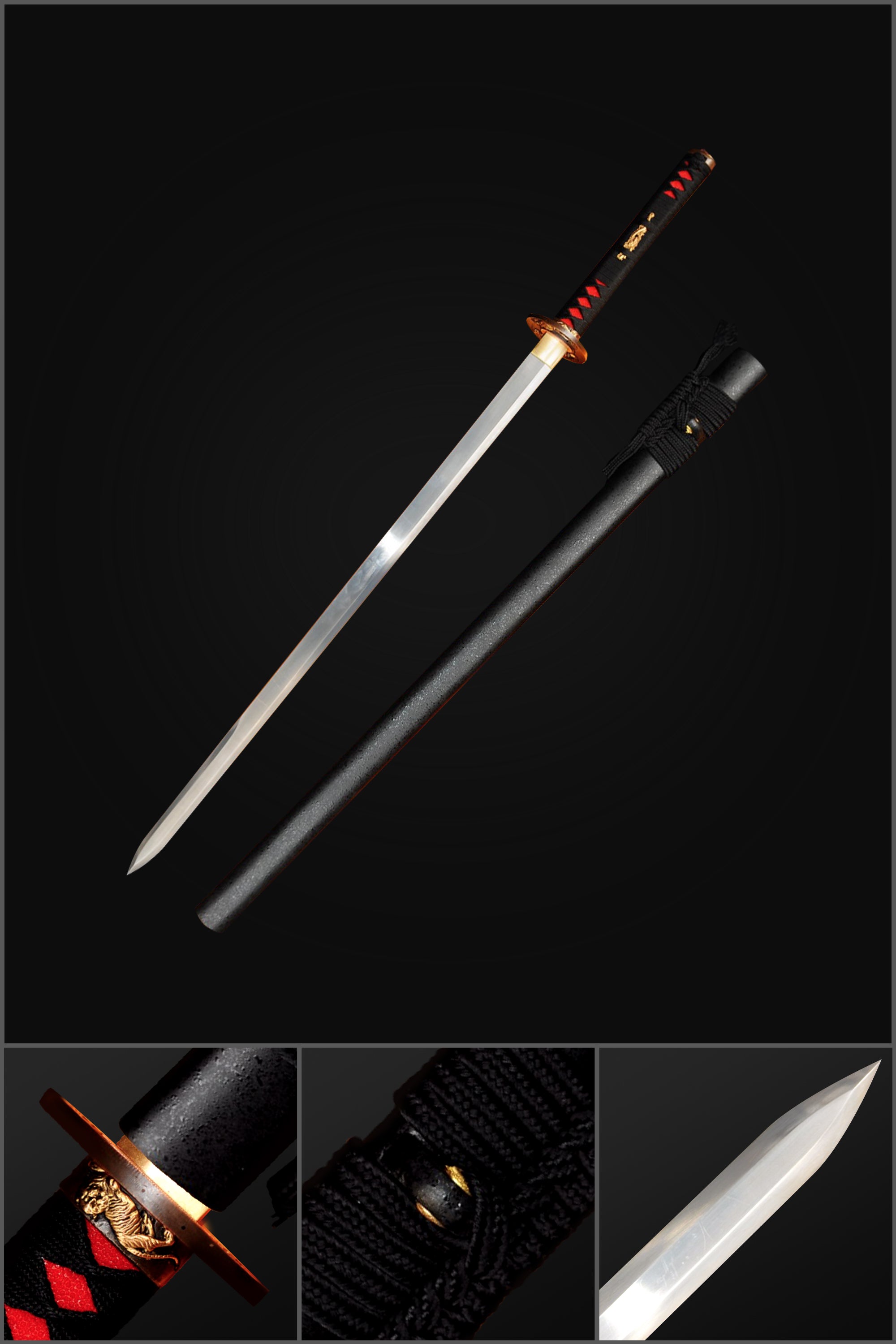 Hand Forged Japanese Ninja Chokuto Straight Blade Ninjato Honsanmai 10 ...